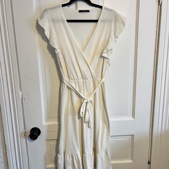 Caution To The Wind | Dresses | Caution To The Wind Ivory Wrap Midi ...
